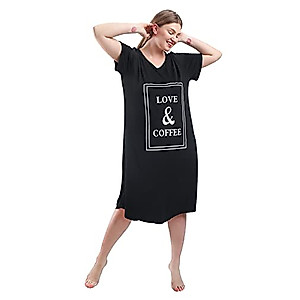 FEREMO 3 Pack Plus Size Nightgowns V Neck Nightshirts Short Sleeve Printed Sleepwear Soft Loungewear for Women (4X, Black+Wine Red+Dog Mom Navy Blue)