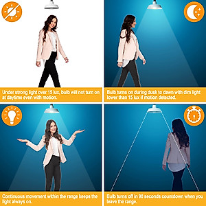 Explux 300W Equivalent Motion Sensor Flood Light Bulbs, Ultra Bright 3300 Lumens, Outdoor PAR38 Security LED Bulbs with Dusk to Dawn Control, Daylight 5000K, 2-Pack