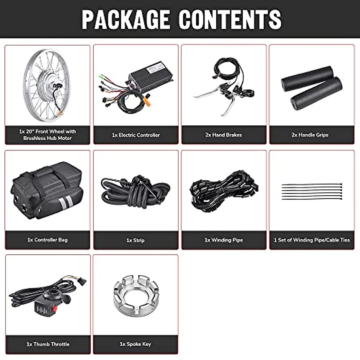 AW Electric Bicycle Front Wheel 20" E-Bike Conversion Kit 36V 750W Ebike Wheel Kit Thumb Throttle Hub Bicycle Conversion Motor Kit