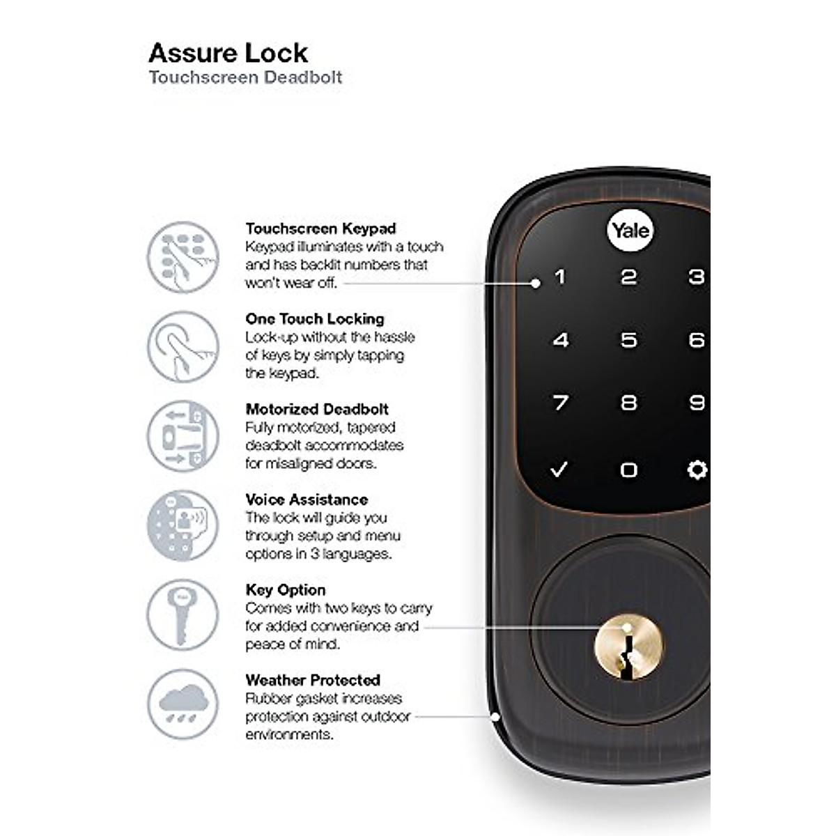 Yale Touchscreen Deadbolt with Z-Wave in Oil Rubbed Bronze