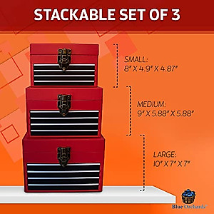 Blue Orchards Tool Chest Paperboard Boxes (Set of 3), Tool Party Gifts, Christmas Gifts, Tool Party Favors, Tool Room Decorations, Birthday Parties, Christmas Gift Wrap, Storage or Display