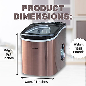 FRIGIDAIRE - Stainless Steel Countertop Ice Maker Machine with 26 lb Capacity | Ice Machine Makes 9 Cubes Every 7-15 Minutes | Portable Ice Maker for Countertop with Ice Shovel & Drain Plug