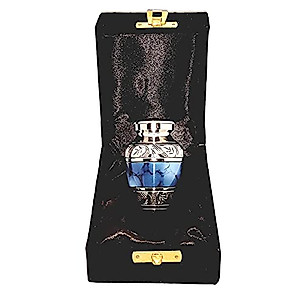 AKANKSHA ARTS Classic Small Mini Cremation Keepsake Urn for Human Ashes – with Box and Velvet Box - 2.6 inch - Blue Fire Design - Made of Brass