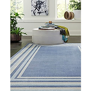 Unique Loom Lotus Collection Area Rug - Guyana (5' x 8' Rectangle, Blue/Light Blue)