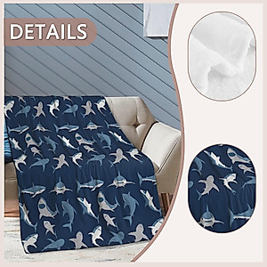 Shark Blanket,Sea Ocean Animals Kids Blanket, Shark Soft Blanket for Home Room Sofa Bed Couch Birthday Decor All Season 60x50 Inch