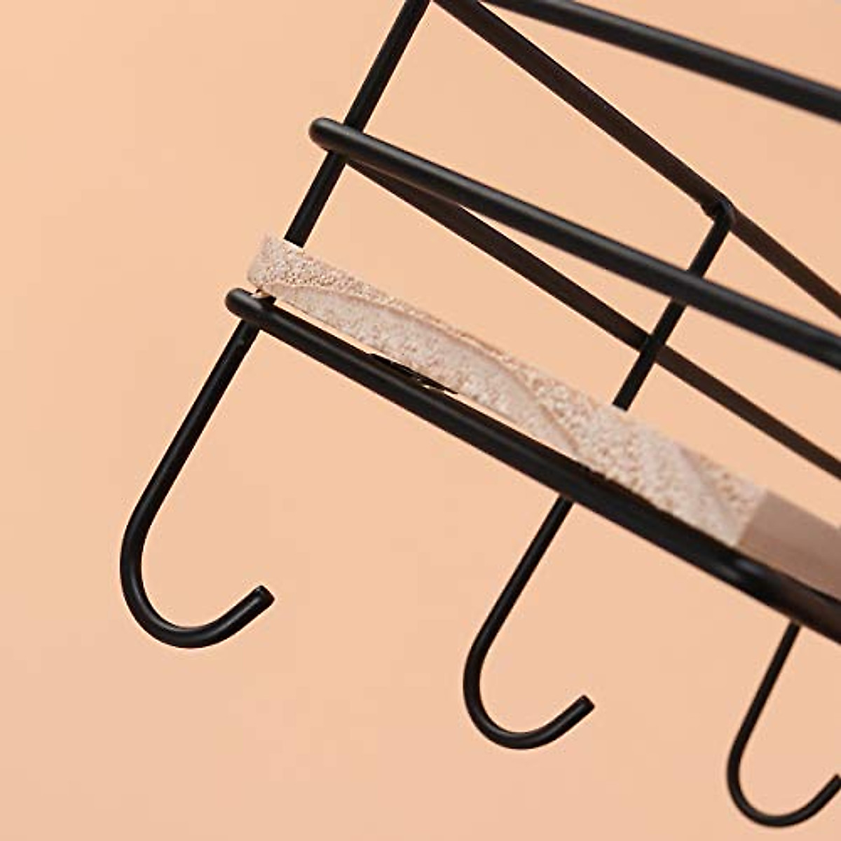 Amosfun Wall Decorations for Living Room Modern Wrought Iron Storage Rack Wall- Mounted Decorative Shelf Hanging Holder Organizer with Hooks (3 Hooks, Black)