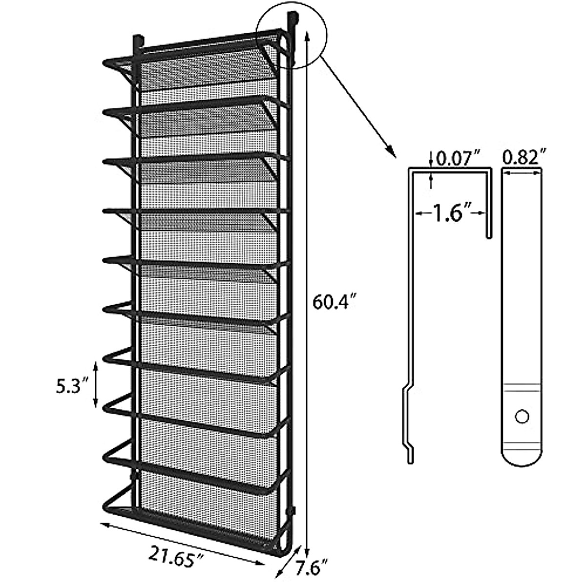 FKUO 10 Tier Over The Door Shoe Organizer Hanging shelves Shoe Storage Shoe rack for Closet entryway Space Saving (10 Layer, Matte black)