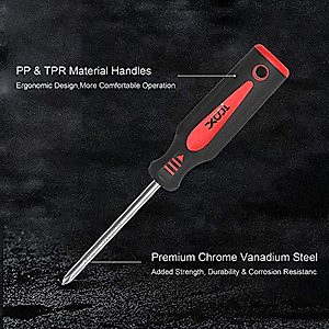 XOOL Magnetic Screwdriver Set 18 PCS, Professional Cushion Grip 9 Phillips and 7 Flat Head Tips Screwdriver Non-Slip for Repair Home Improvement Craft