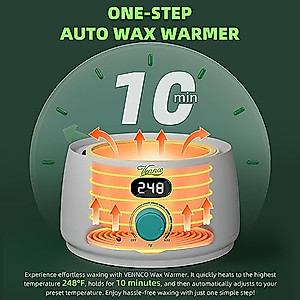 VENNCO Premium Digital Waxing Kit - Wax Melt Warmer Kit For Sensitive Skin Coarse Hair Removal - 14oz Hard Wax Beads & Silicone Liner -For Body Face Leg Bikini Brazilian -Home Waxing Kit For Women Men