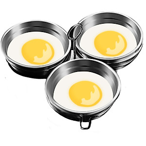 Poached Egg Cooker, Stainless Steel Egg Poacher, 3-Cup Poached Egg Cooker, Nonstick Egg Poacher Cups, Egg Poaching Pan with Rack and Handle for Microwave Oven Stovetop, Round, Egg Poacher Pan