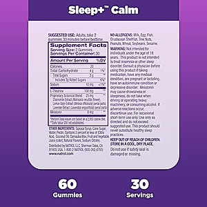 Natrol Sleep+ Calm Melatonin Gummies for Adults, Sleep Gummies, Strawberry Flavor, 60 Gummies, 30 Day Supply