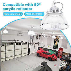 HYPERLITE High Bay Led Lights 250W 35,000LM(140lm/w) 4000K CRI>80 1-10V Dimmable 5' Cable with 110V Plug Hanging Hook Safe Rope UL Listed High Bay Led Lighting for Stadium Exhibition Hall