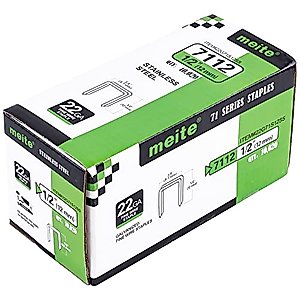meite 22 Gauge 3/8-inch Crown Stainless Steel Staples with 1/2-inch Length for Upholstery 10,020 pcs/Box (1 Box)