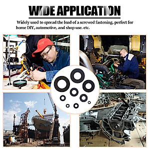 Rustark 550-Pcs [9 Sizes] Black Zinc Plated Alloy Steel Flat Washers Set Hardware Assortment Kit - M2 M2.5 M3 M4 M5 M6 M8 M10 M12