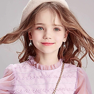 Starfish Earrings,925 Sterling Silver with White Opal Fish Hoops Earings,Nautical Hawaiian Sea Beach Earrings,Starfish Jewelry for Women Starfish Lovers