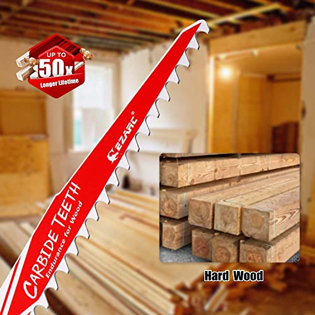 EZARC Carbide Reciprocating Saw Blade R1243HM Endurance for Hard Wood 12-Inch 3TPI, 3-Pack