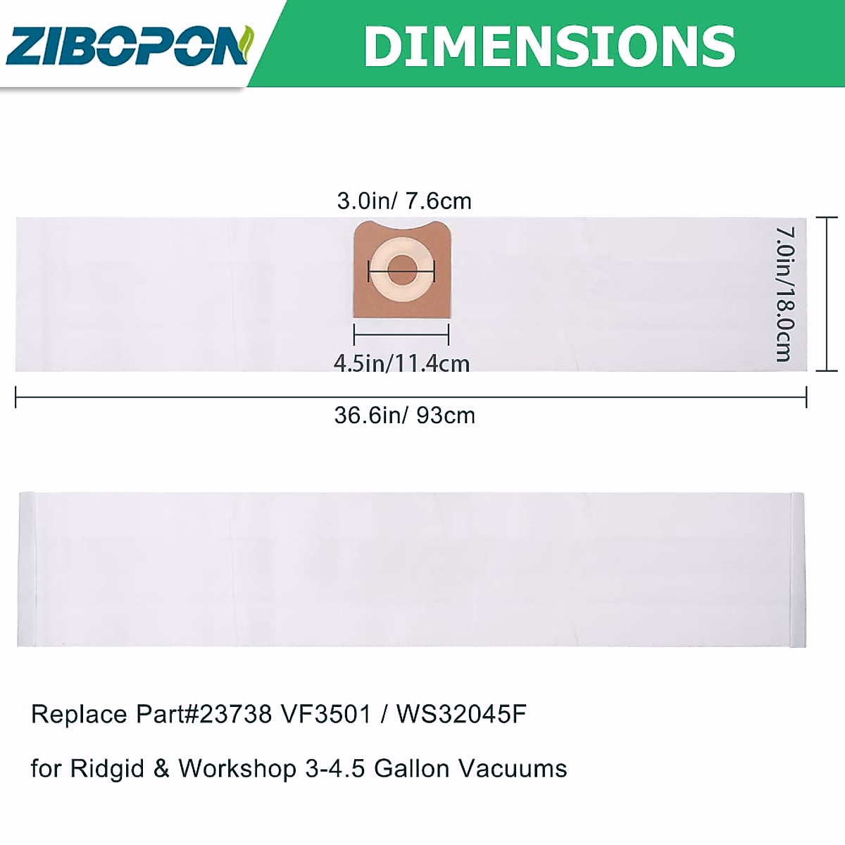 Zibopon VF3501 Dust Bags Replacement for Ridgid & Workshop 3-4.5 Gallon Vacuums, Part# 23738 VF3501 Size CDust Collection Bags(4 Pack)