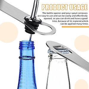 2 Pieces V Rod Bottle Opener and Pour Spout Remover Flat Metal Bar Speed Key Opener Stainless Steel Dog Bone Wine Bottle Opener for Bartenders Home Kitchen (Silver)