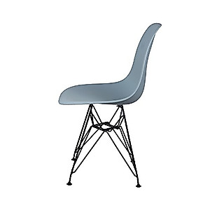 GIA Contemporary Armless Dining Chair, Qty of 2, Fog Seat with Black Metal Legs