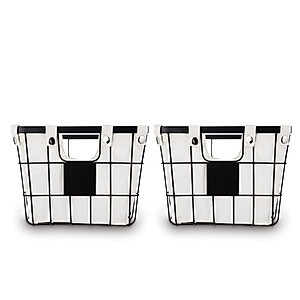 SEDLAV Storage Basket- Wire Basket to Write In Chalk, Small & Medium, Black & Linen. Baskets For Organizing, Toy Storage, Blanket Basket, Gift Baskets, Storage Basket (2 Pack of Medium Baskets)