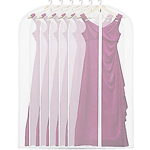 6 Pack - SimpleHouseware 60-Inch Translucent Garment Bags with Zipper for Suits, Dresses, Costumes, Uniforms