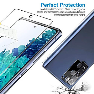 LK [3+3 Pack] 3 Pack Samsung Galaxy S20 FE 5G Screen Protector + 3 Pack Black Camera Lens Protector, 9H Tempered Glass for Galaxy S20 FE, Easy Installation, Bubble Free [Not Fit for Galaxy S20]