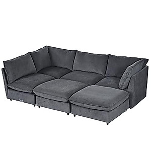 Oversized Modular Sectional Sofa Set,Extra Large U Shaped Convertible Couch with Reversible Chaise and Movable Ottoman,Free Combination Symmetrical Sofa&Couches Bed for Living Room Office