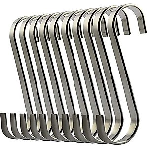 Lemonfilter 10 Pack S Shaped Hooks Stainless Steel S Hanging Hooks Heavy-Duty Hangers for Kitchen Bedroom and Office