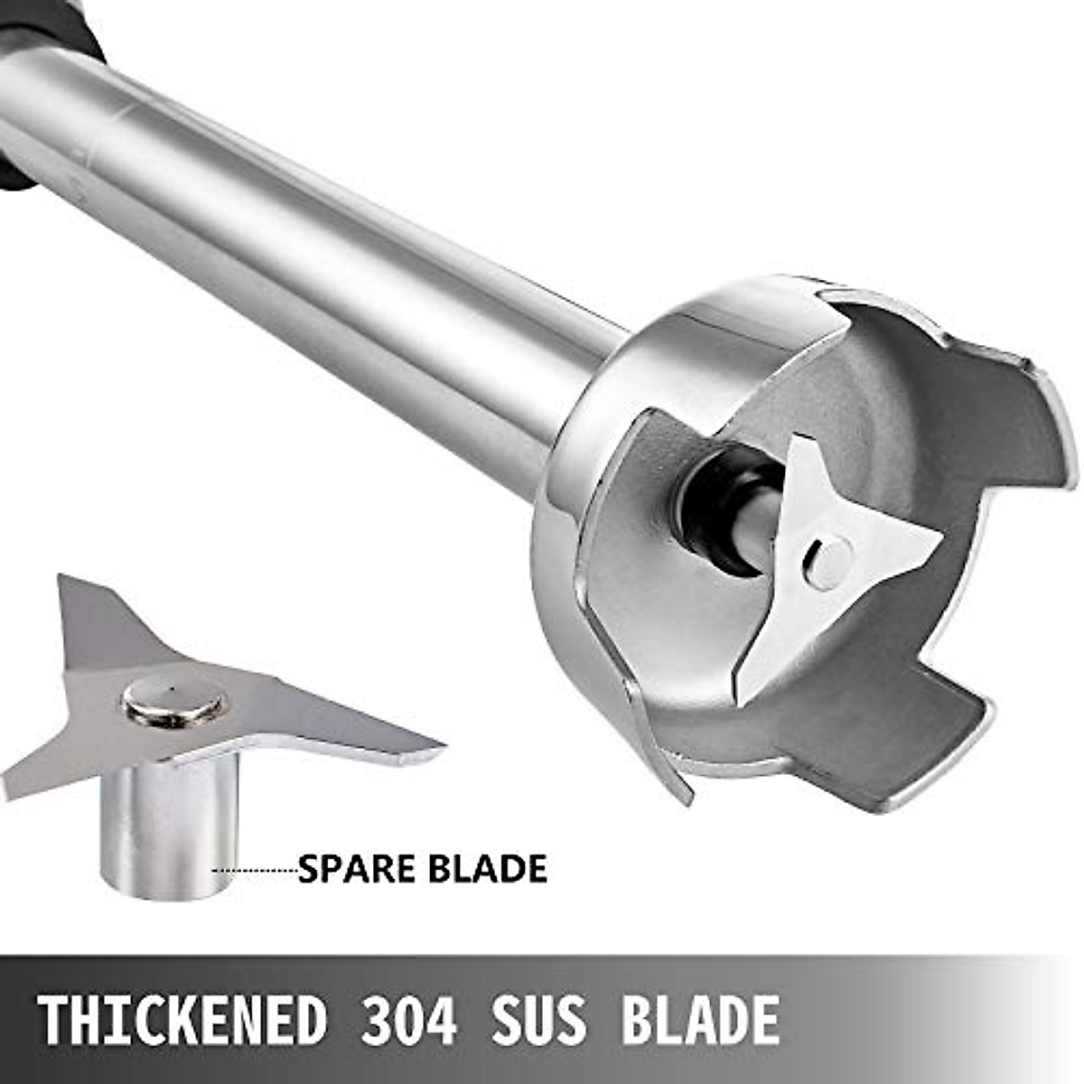 VEVOR Commercial Immersion Blender 350W Power, Hand Held Mixer with 9.8-Inch 304 Stainless Steel Removable Shaft, Electric Stick Blender Variable Speed 4000-16000RPM