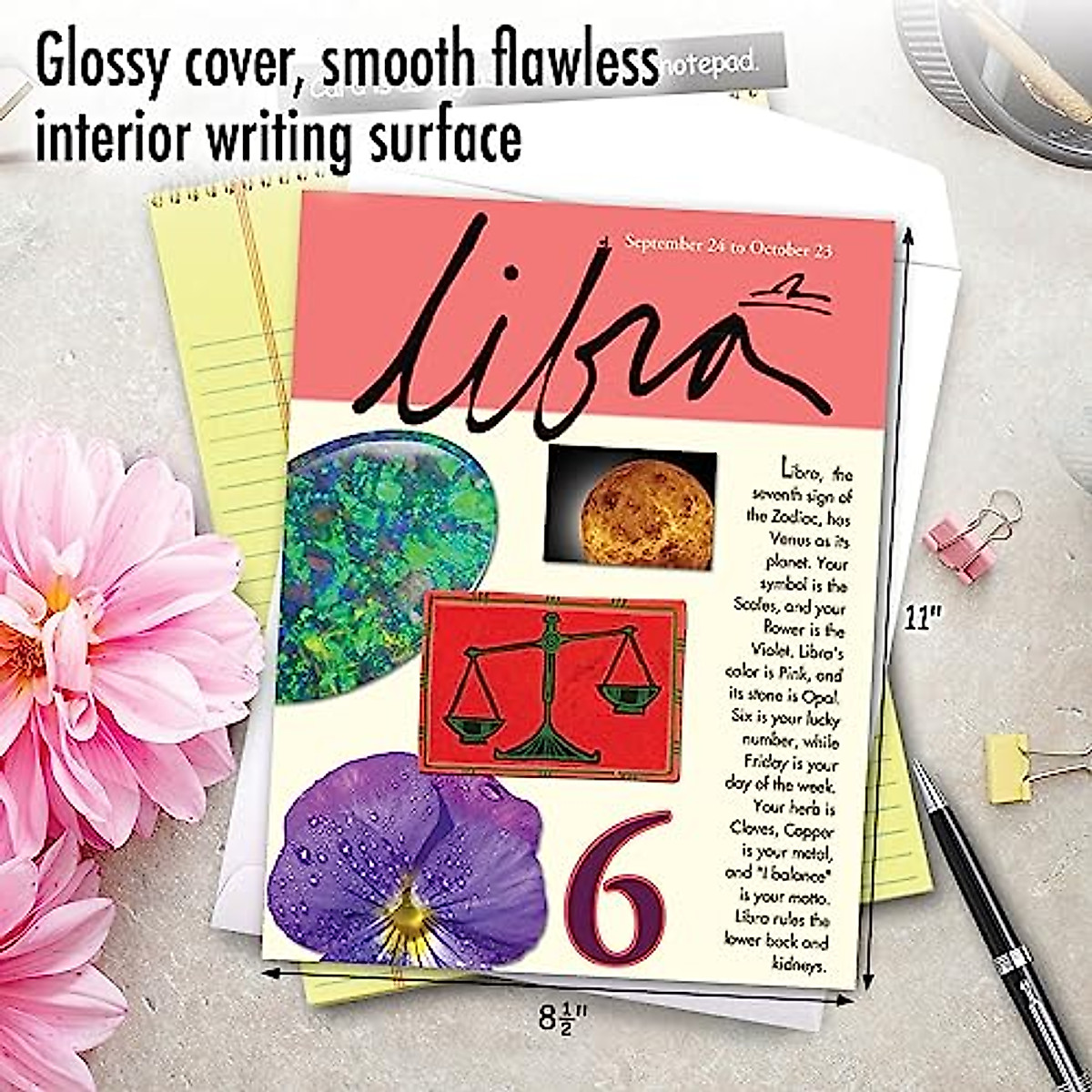 NobleWorks - 1 Jumbo Birthday Card with Zodiac Sign (8.5 x 11 Inch) - Astrology Birth Sign, Large Bday Greeting Card with Envelope - Libra J9448