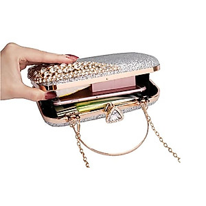 Womens Luxury Sparkly Rhinestone Sequin Glitter bag Clutch Evening Handbag Shoulder Bags Purse for Wedding Bridal Party Prom (gold)