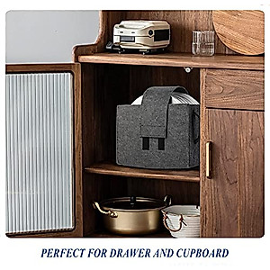 Felt Plate Storage Containers for Caravan, Camping Dish Holder Bag for 8 Plates, Camping Tableware Storage Felt Bag, Motorhome Cupboard Storage Kitchen Accessories, Reduce Noise