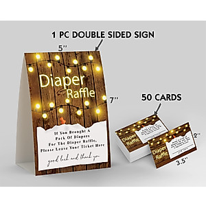Diaper Raffle Tickets for Baby Shower Sign，Baby Shower Invitations with Diaper Raffle Cards - Baby gender neutral tickets(1 Sign with 50 Raffle Tickets) Toctose017