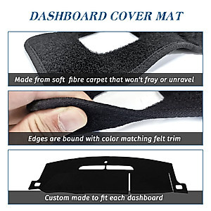 KEDAKEJI Black Dash Cover Mat Fit Compatible with 2007-2014 Chevy Tahoe Avalanche Suburban GMC Yukon/2007-2013 Silverado LTZ GMC Sierra SLT,Dashboard Cover Carpet