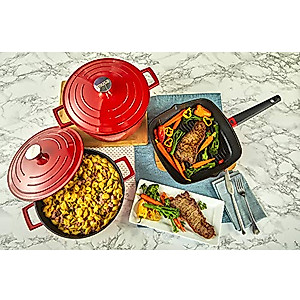 IMUSA USA, Red 5 Quart Cast Aluminum Dutch Oven With Stainless Steel Knob