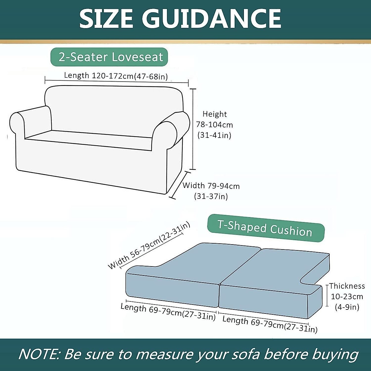 2 Piece/3 Piece/4 Piece Sofa Cover Stretch Couch Cover with 1/2/3 Individual T Cushion Seat Covers Protector Sofa Slipcovers Jacquard Knitted Furniture Cover 1/2/3 Seater ( Color : Blue , Size : 2 Sea