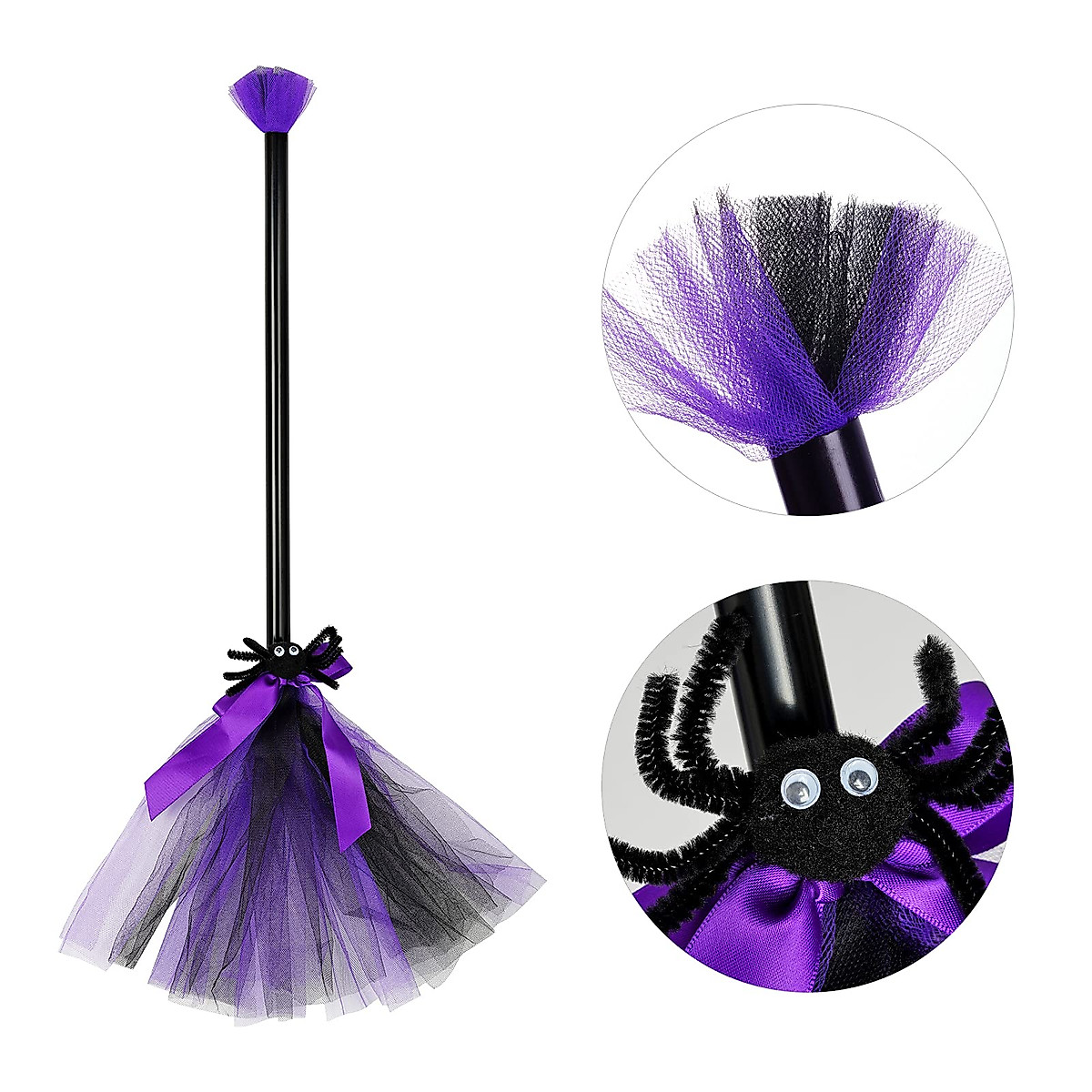 HOVEOX 3 Pack Halloween Witch Broom Plastic Witch Broomstick 3 Colors Broom Props Cosplay Broomstick for Halloween Costume Party Supplies