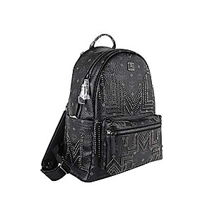 MCM Unisex Black Coated Canvas Studded Medium Backpack MMK8AVE55BK001