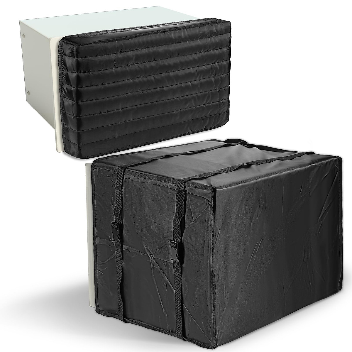 Windyun 2 Pack Window Air Conditioner Cover Ac Covers for Inside and Outside Adjustable Dust Proof Waterproof Ac Shade for Outside Unit for Winter Accessories, Black (21x14 In, 21x15x16 In)