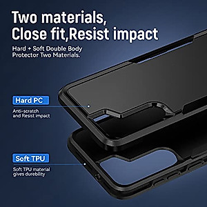 Warsia for Samsung Galaxy S23 Case,Galaxy S23 Case with Screen Protector [Military Grade Drop Tested] Heavy-Duty Tough Rugged Shockproof Protective Case for Samsung S23 6.1", Black