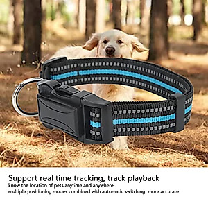 GPS Pet Tracker, High Sensitivity Lightweight USB Rechargeable Dog GPS Tracker Collar with SOS Alarm, Supports Real Time Tracking/Size Adjustment, APP Control, for Dogs or Cats(Blue)