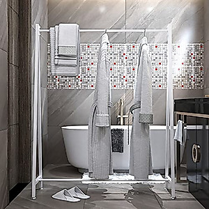 DR.IRON White Metal Clothes Rack Garment Rack,Modern Clothing Rack Free Standing Hanging Rack for Boutique Retail, Clothes Store,Laundry Room(47’’L)