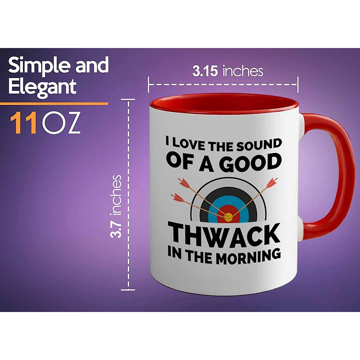 Archery 2Tone Red Mug 11oz - Thwack in the morning - Archery Shot Trainer Crossbow Compound Bow Hunting Arrow
