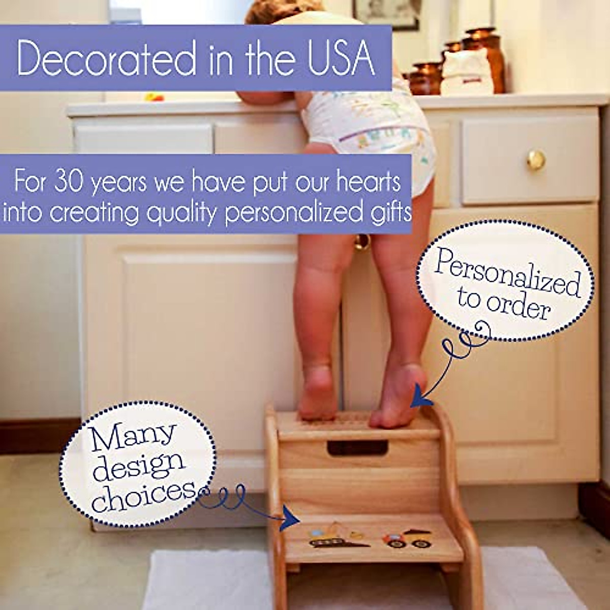 Personalized Sea and Marine Natural Two Step Stool