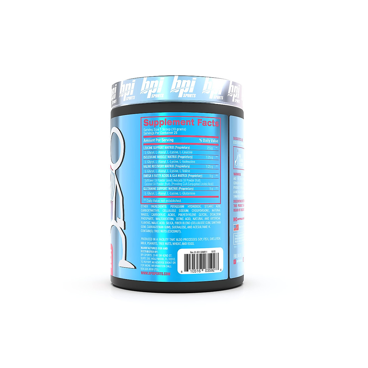 BPI Sports Best Aminos - BCAA Powder Post Workout & Glutamine Recovery Drink with Branched Chain Amino Acids for Hydration & Recovery, for Men & Women - Cotton Candy - 25 Servings