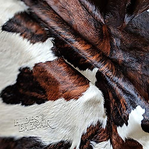 HIDES BAZAAR Brown Brindle Cowhide Rug, Premium Quality Natural Leather Hide, Area Rug (6x7ft)