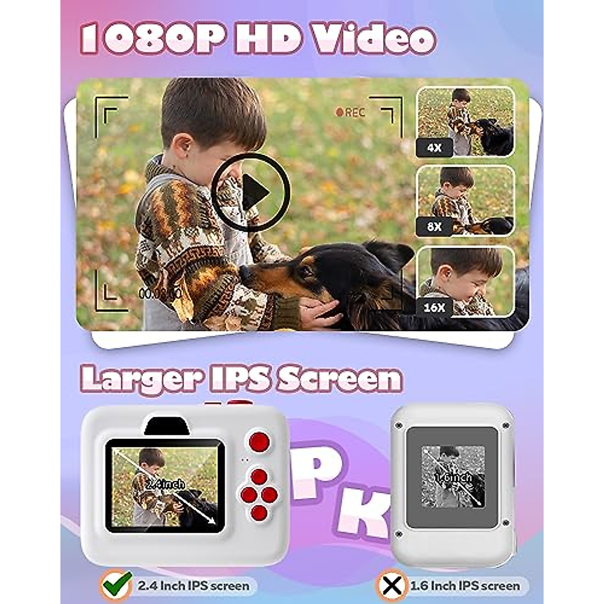 Kids Camera Instant Print, MEETRYE Instant Print Camera for Kids 4-14 Year Old, Christmas Birthday Gifts Digital Camera Toy for 5 6 7 8 9 10 Year Old Girls Boys Toddlers