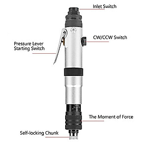 1/4" Air Straight Pneumatic Screwdriver,1000RPM Mini Handhold Pneumatic Screwdriver Kit,Industrial Screw Driver Tool