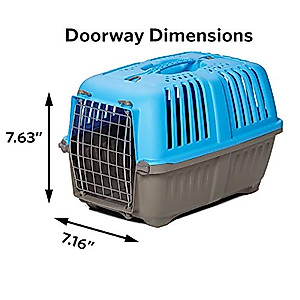 Pet Carrier: Hard-Sided Dog /Cat Carrier, Small Animal Carrier in Blue, Inside Dims 17.91 L x 11.5 W x 12 H & Suitable for Tiny Dog Breeds, Perfect Dog Kennel Travel Carrier for Quick Trips