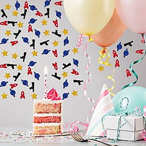 100pcs Outer Space Confetti, Rocket Star Table Confetti for Baby Shower, Sapce Birthday Paper Scatters, Outer Space Galaxy Theme 1st/2nd Birthday Party Table Decoration